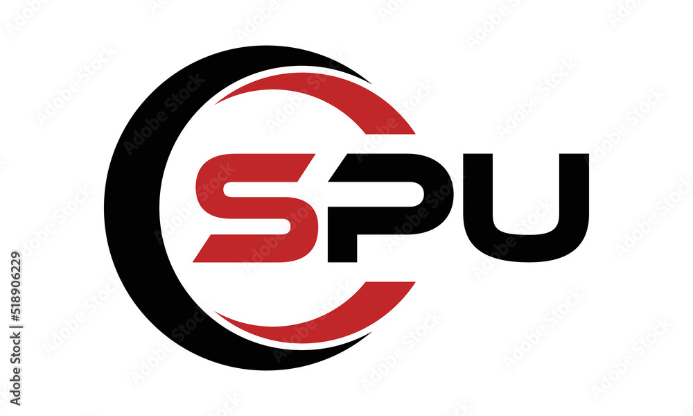 SPU three letter swoosh logo design vector template | monogram logo ...
