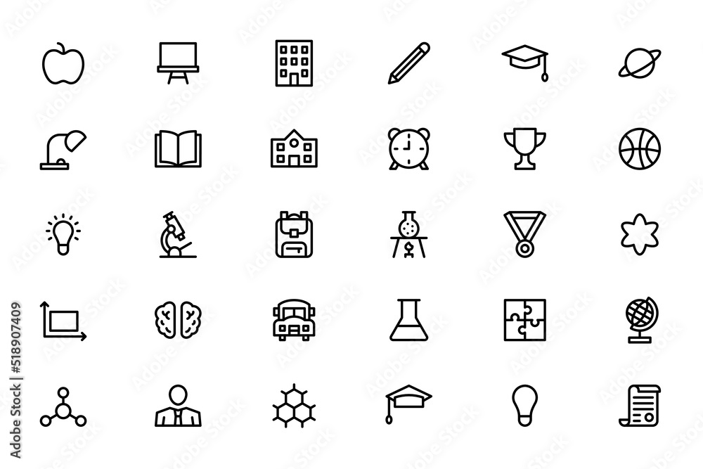 Education school science training institute icons Stock Vector | Adobe ...