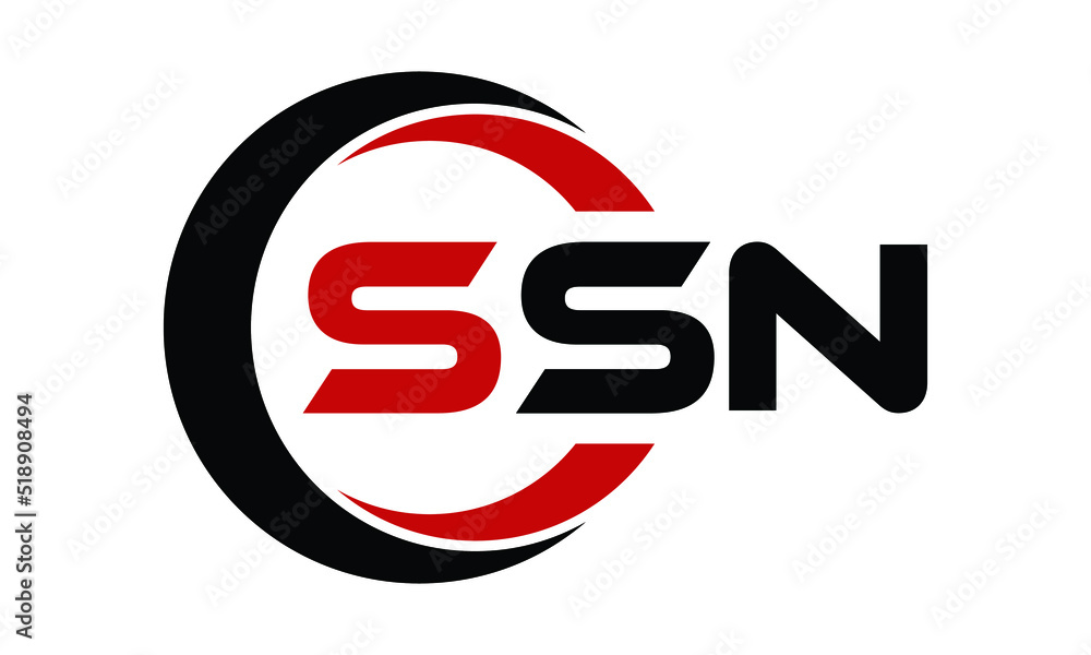 SSN three letter swoosh logo design vector template | monogram logo ...