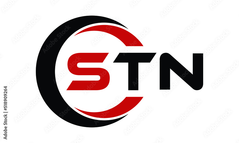 STN three letter swoosh logo design vector template | monogram logo ...