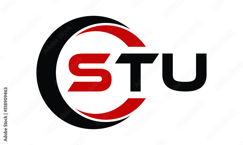 STU three letter swoosh logo design vector template | monogram logo ...