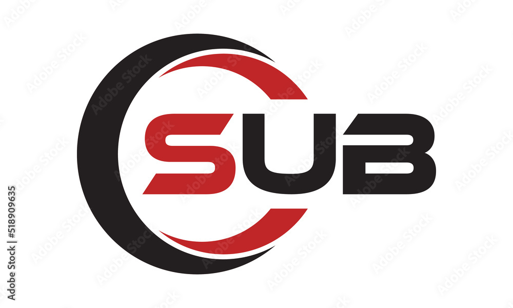 SUB three letter swoosh logo design vector template | monogram logo ...