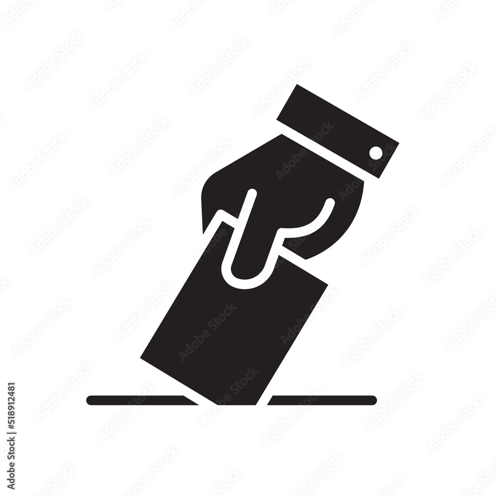 Hand voting ballot box icon, Election Vote concept, Silhouette design ...