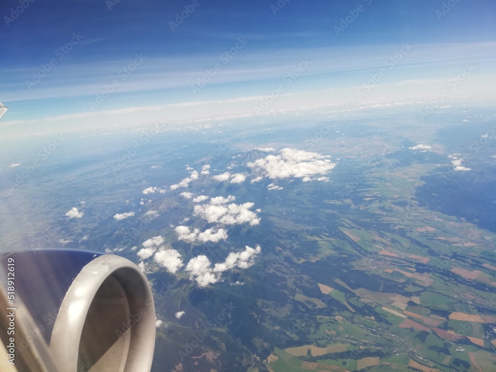 wyspa, krajobraz, lot, samolot, widok z lotu ptaka, Grecja, Santorini ...