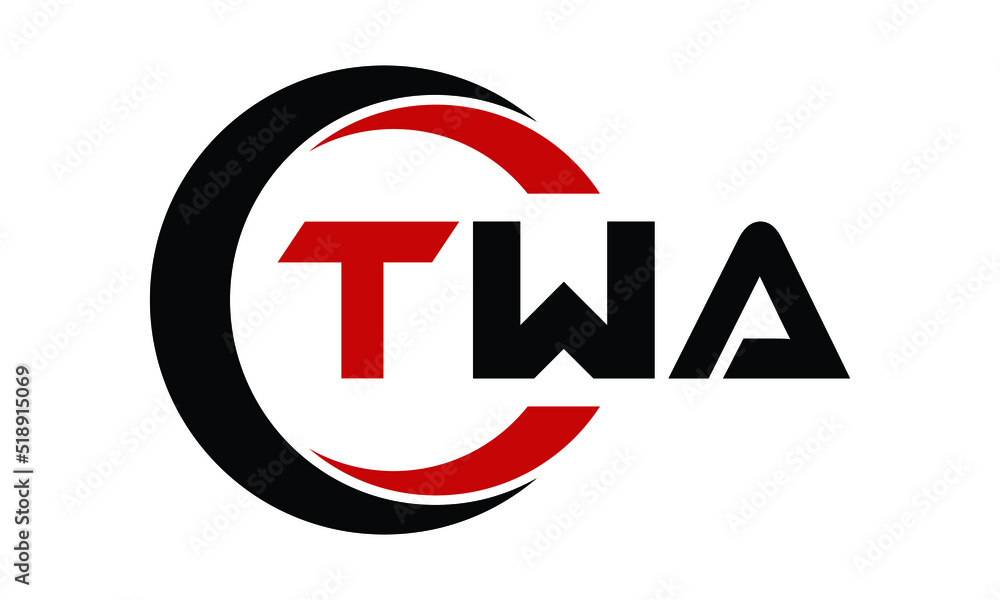 TWA three letter swoosh logo design vector template | monogram logo ...