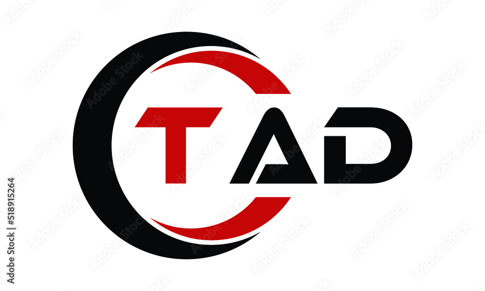 TAD three letter swoosh logo design vector template | monogram logo ...