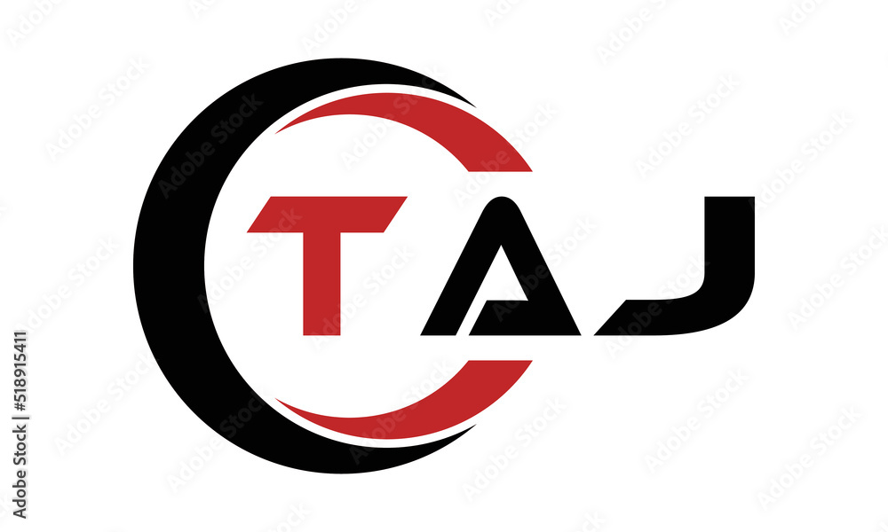 TAJ three letter swoosh logo design vector template | monogram logo ...