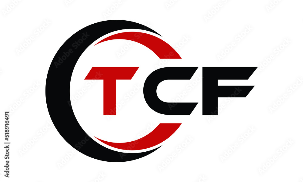 TCF three letter swoosh logo design vector template | monogram logo ...