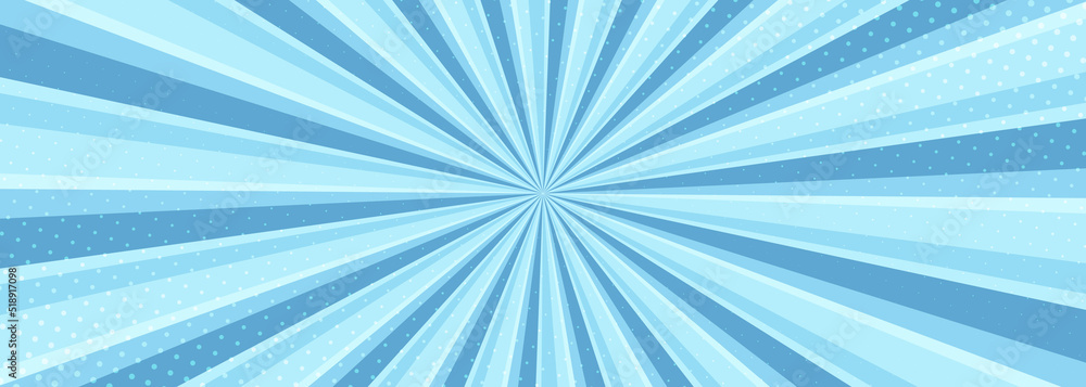 Blue comic banner with halftone. Pop art style effect, vintage cartoon ...