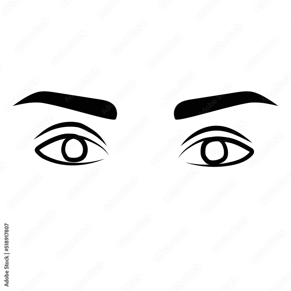 Eyes with eyebrows. Vector black and white isolated illustration ...