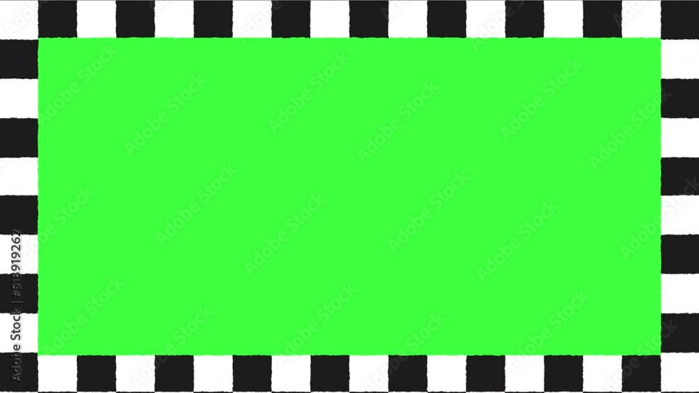Black and White Checkers Green Screen Frame Edges Animation. Chroma Key ...