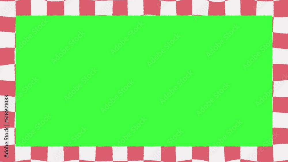 Wavy Red Checkers Green Screen Animated Borders. Chroma Key Checkered ...