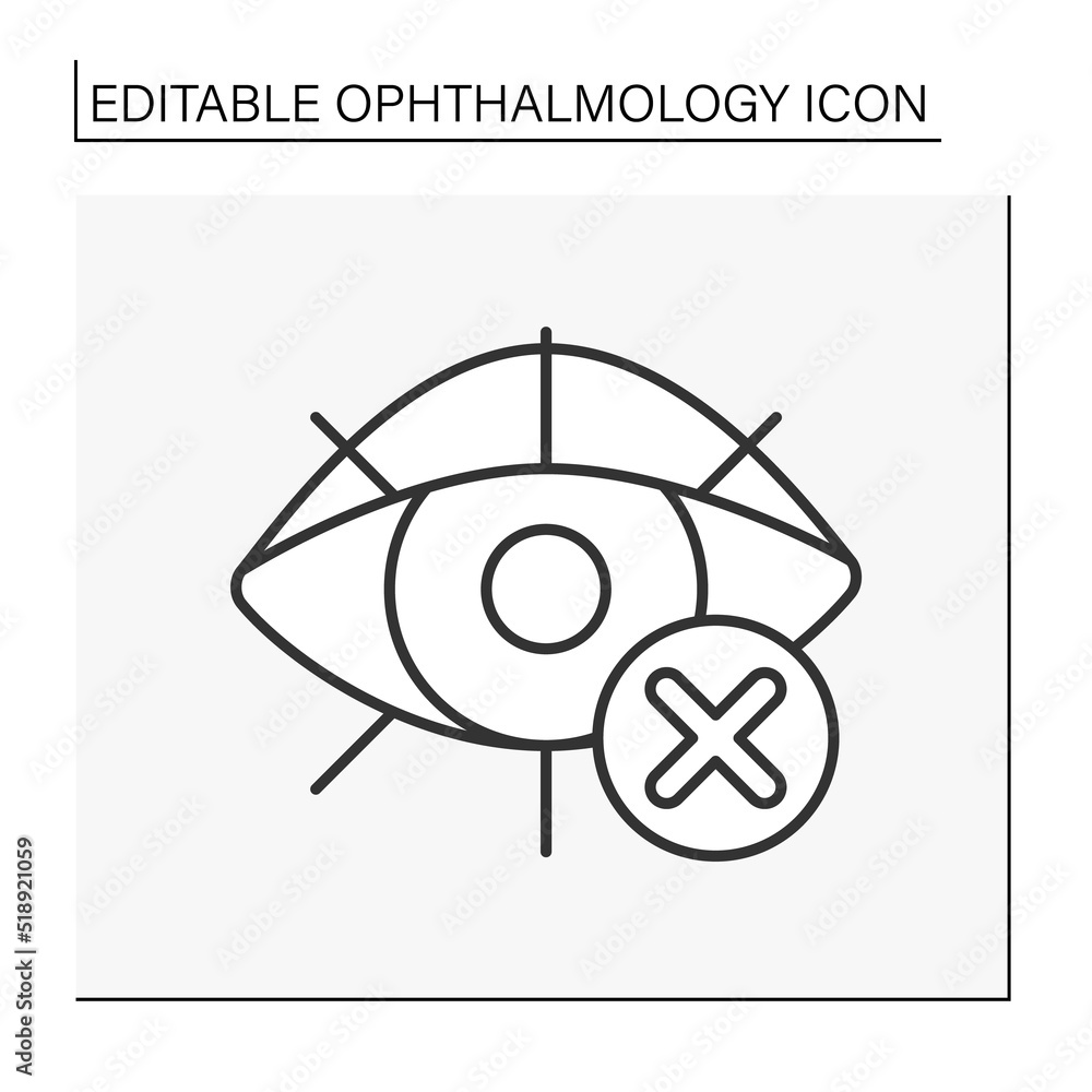 Blindness line icon.Vision loss and impairment. Ophthalmology concept ...