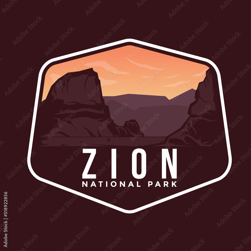 Logo illustrations of Zion National Park emblem. Stock Vector | Adobe Stock