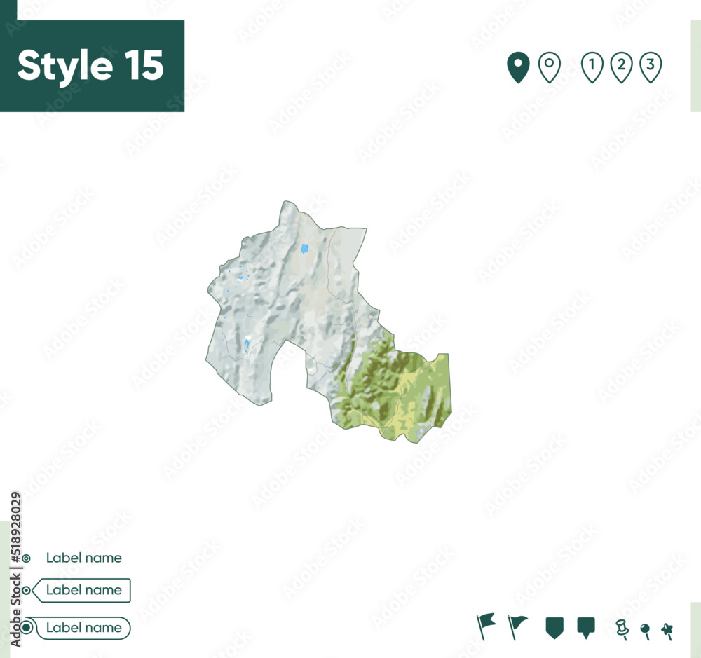 Jujuy, Argentina - map with shaded relief, land cover, rivers, lakes ...