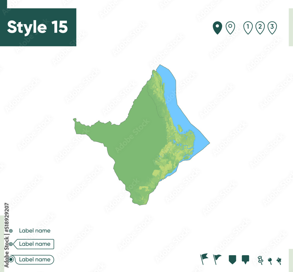 Amapa, Brazil - map with shaded relief, land cover, rivers, lakes ...