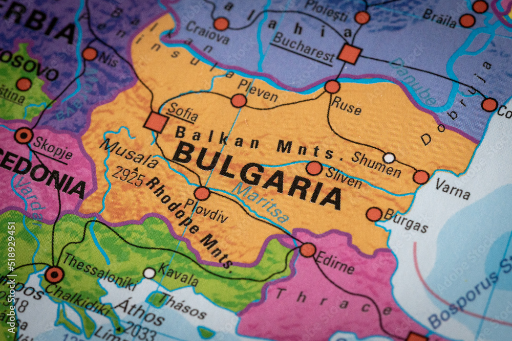 kolorowa mapa Bułgarii Stock Photo | Adobe Stock
