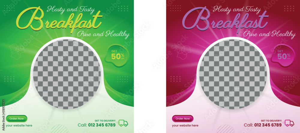 Breakfast healthy Food social media banner design, restaurant business ...