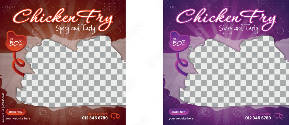Chicken Fry Food social media banner design, restaurant business ...