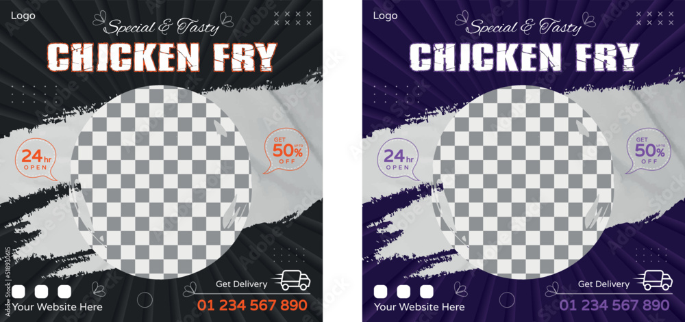 Chicken Fry Food social media banner design, restaurant business ...