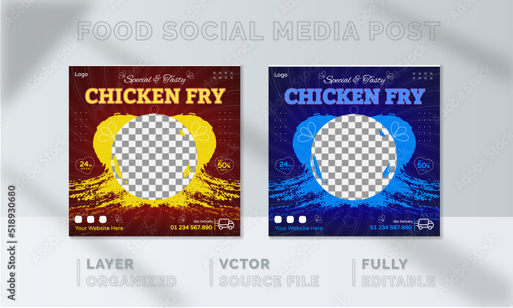 Fish Fry Food social media banner design, restaurant business marketing ...
