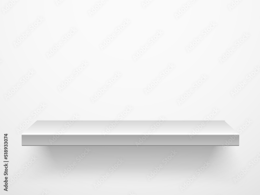 Realistic white shelf. Home or office furniture. Empty bookshelf ...