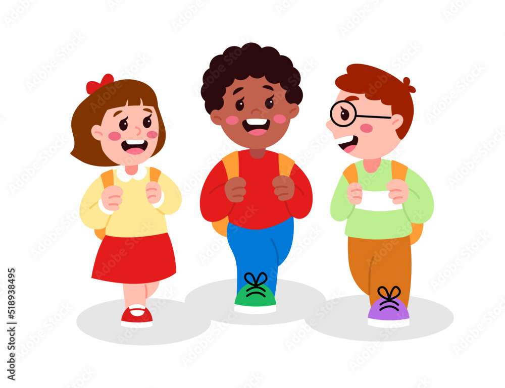 Cartoon cute students clipart go to school Stock Vector | Adobe Stock