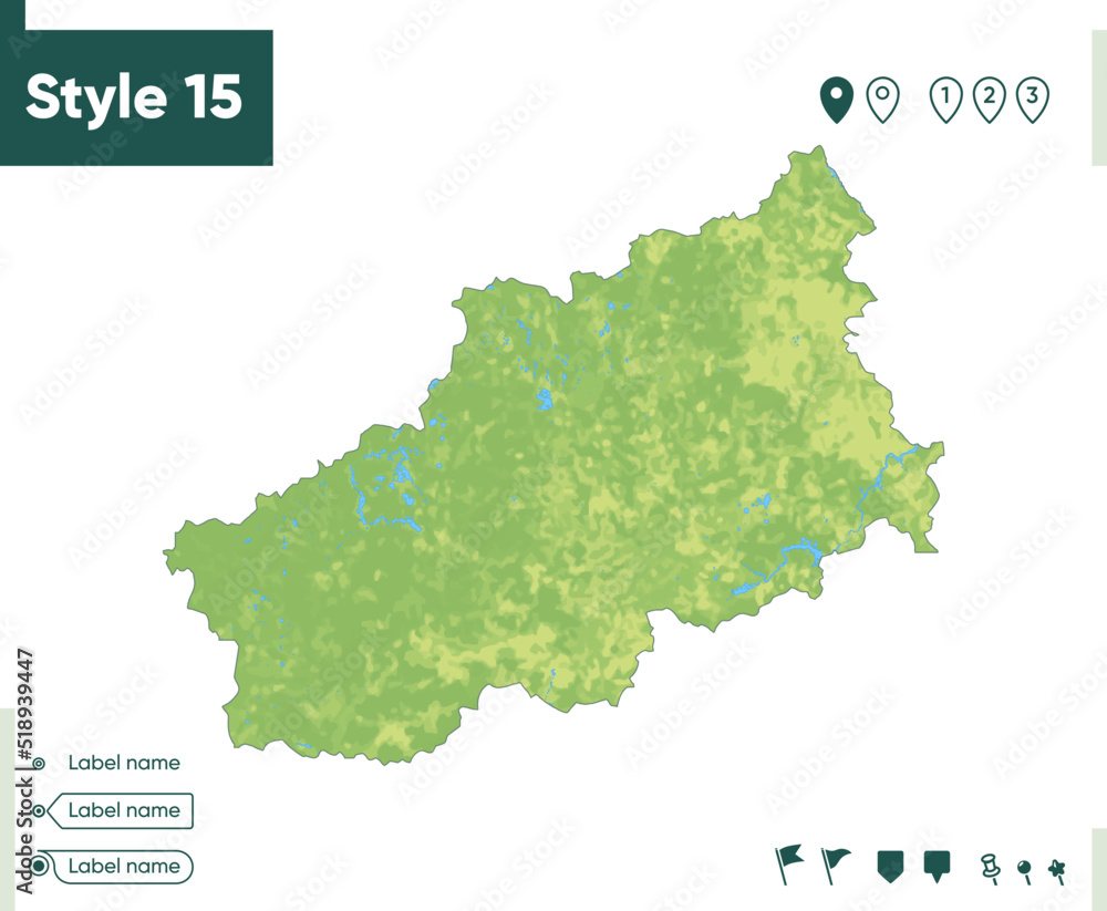 Tver Region, Russia - map with shaded relief, land cover, rivers, lakes ...