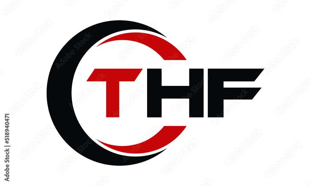 THF three letter swoosh logo design vector template | monogram logo ...