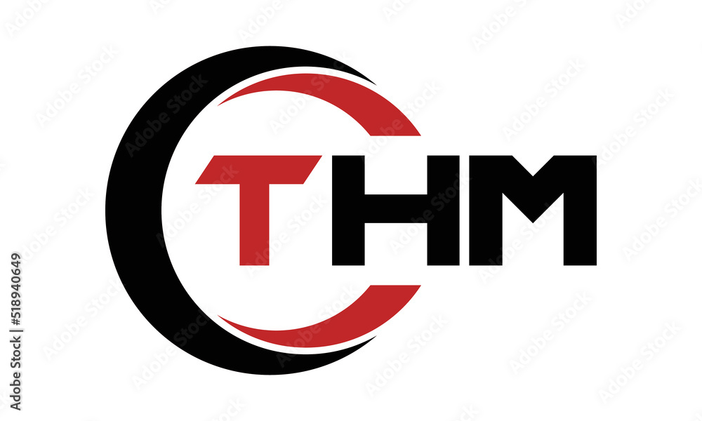THM three letter swoosh logo design vector template | monogram logo ...