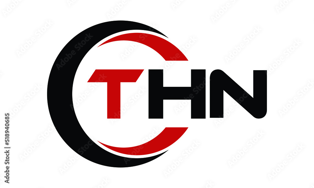 THN three letter swoosh logo design vector template | monogram logo ...