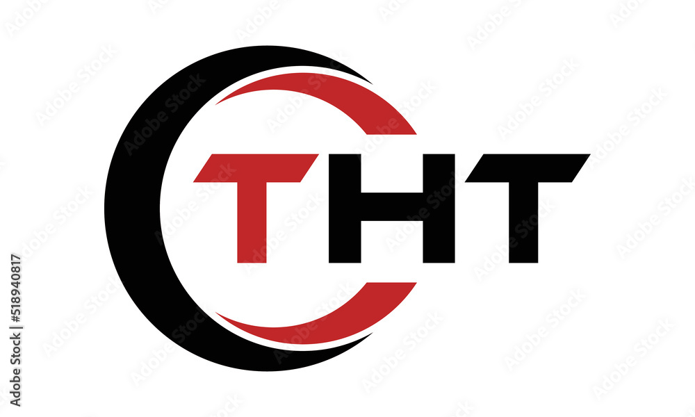 THT three letter swoosh logo design vector template | monogram logo ...