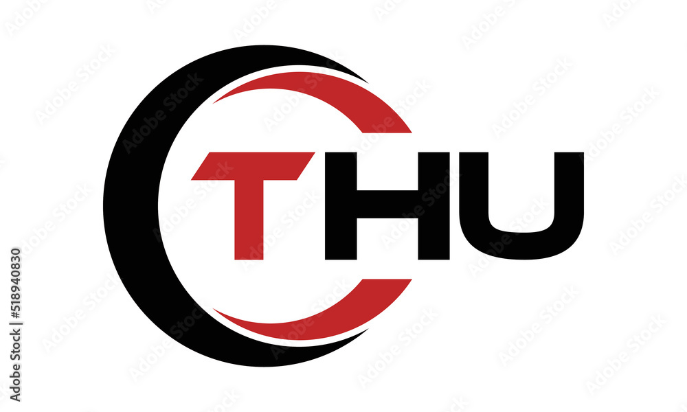 THU three letter swoosh logo design vector template | monogram logo ...