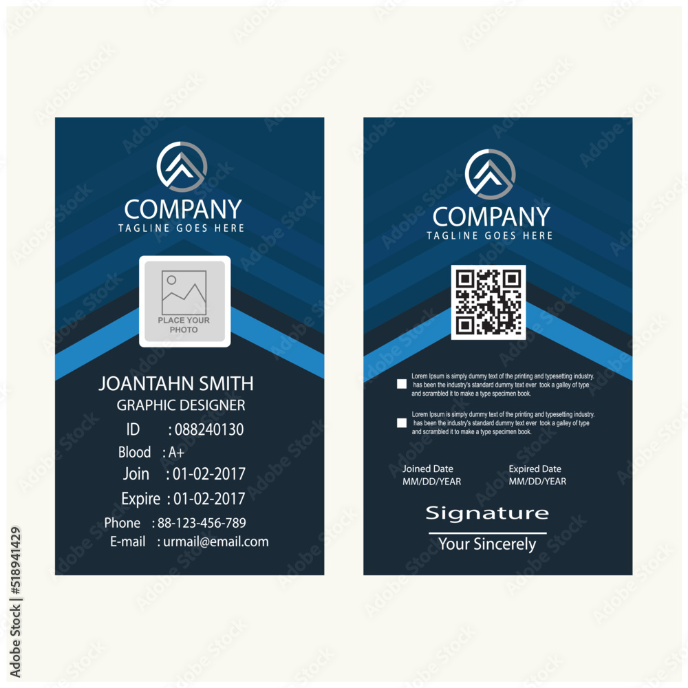 Business Id Card, Creative Id Card, Professional Employee ID card, Flat ...