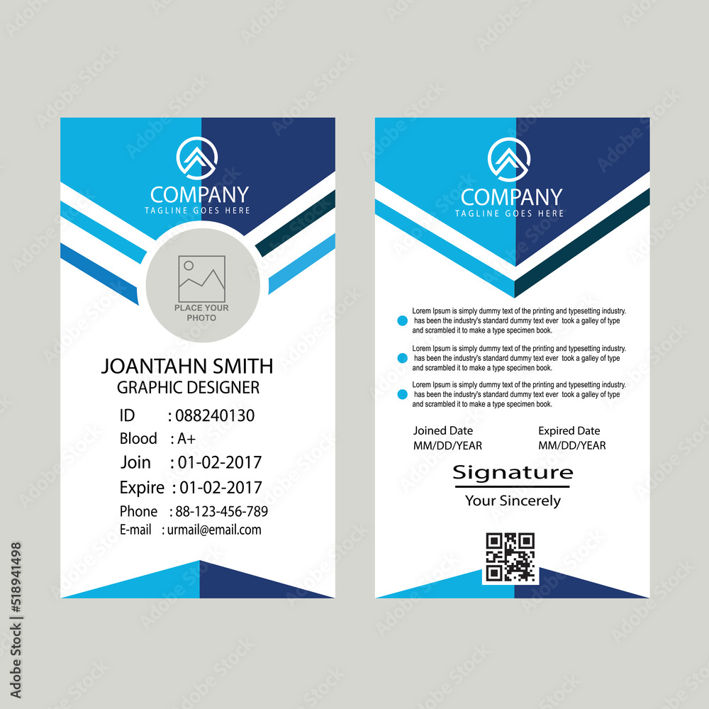 Business Id Card, Creative Id Card, Professional Employee ID card, Flat ...