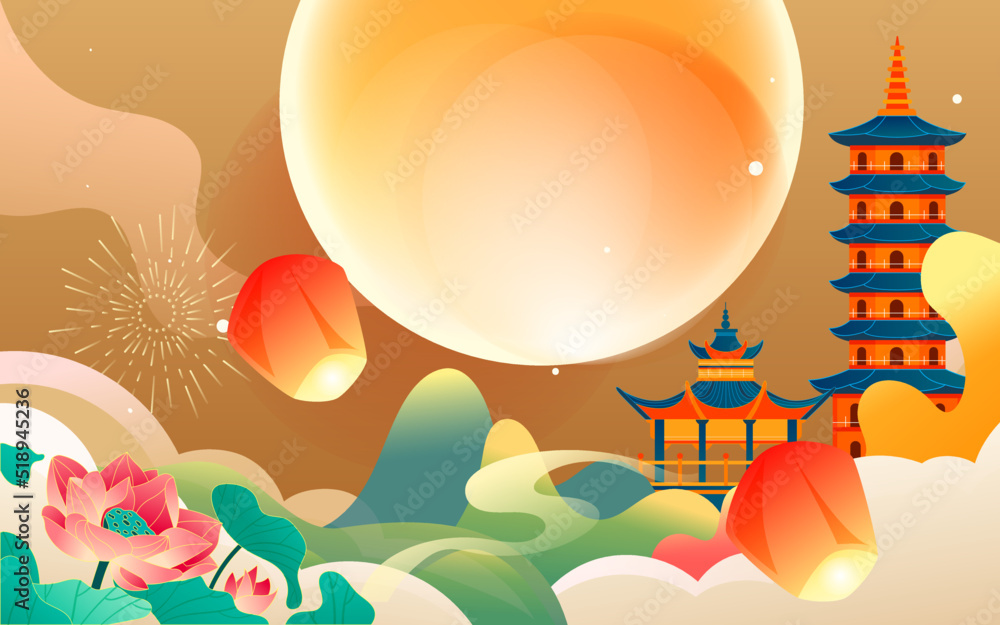 Mid-autumn festival on August 15th, Chinese mythology story Chang'e ...