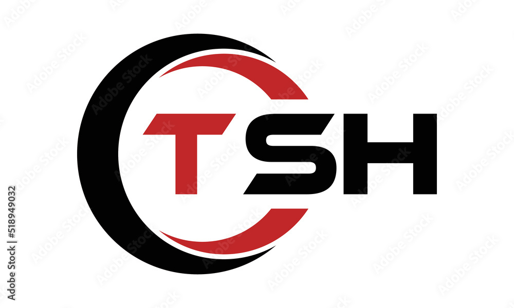 TSH three letter swoosh logo design vector template | monogram logo ...