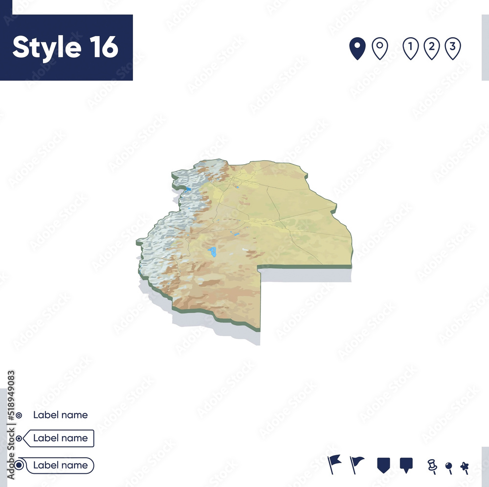 Mendoza, Argentina - map with shaded relief, land cover, rivers ...