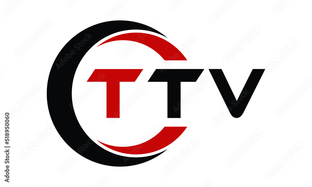 TTV three letter swoosh logo design vector template | monogram logo ...