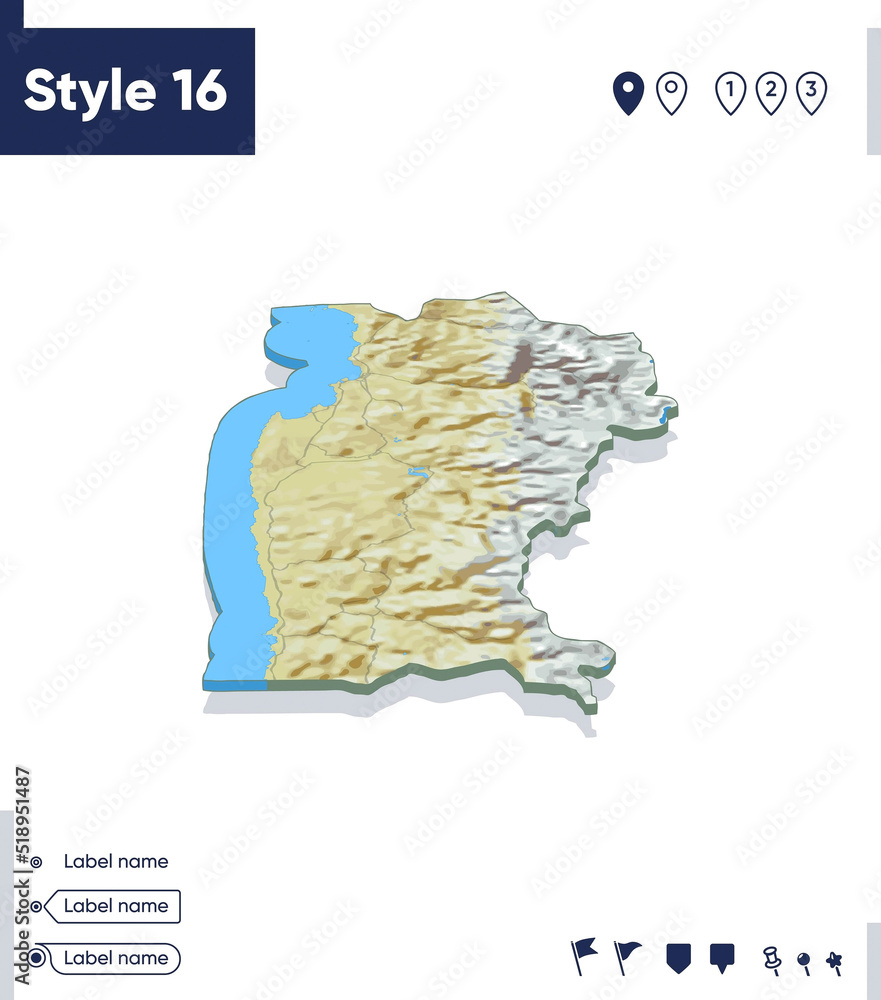 Coquimbo, Chile - map with shaded relief, land cover, rivers, mountains ...