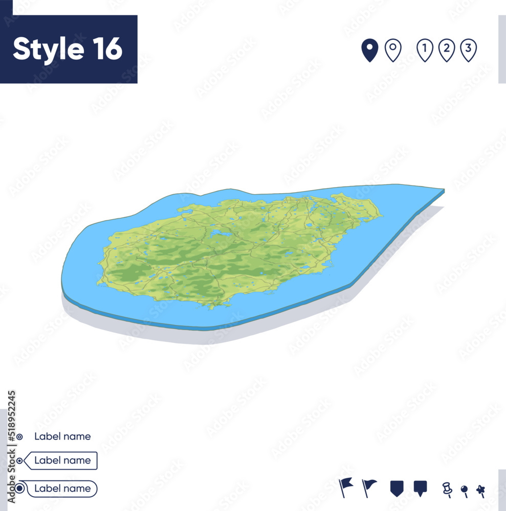 Hainan, China - map with shaded relief, land cover, rivers, mountains ...