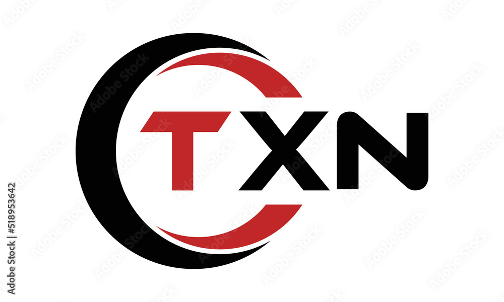 TXN three letter swoosh logo design vector template | monogram logo ...