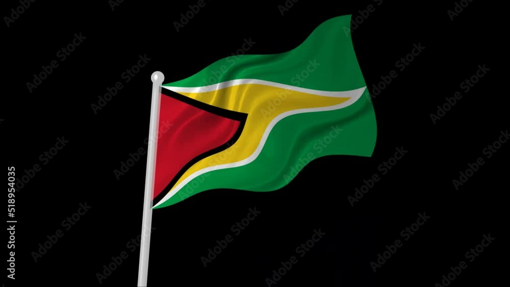 guyana flag flying animated black background, National flag wave animation Stock Video | Adobe Stock