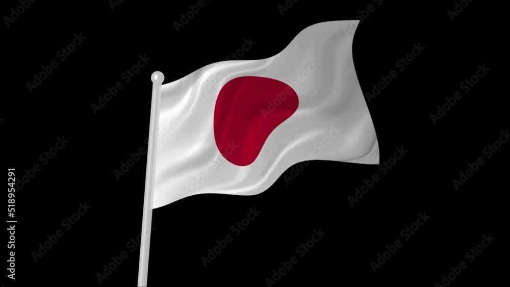 japan flag flying animated black background, National flag wave ...