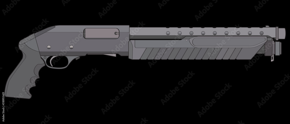 Firearms line art style, Shooting gun, Weapon illustration, Vector Line ...
