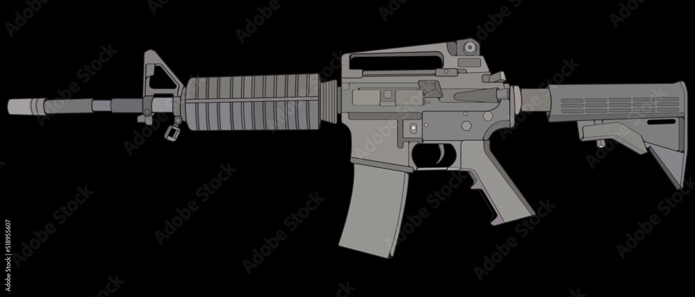 Firearms line art style, Shooting gun, Weapon illustration, Vector Line ...