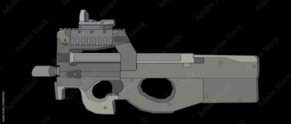 Firearms line art style, Shooting gun, Weapon illustration, Vector Line ...