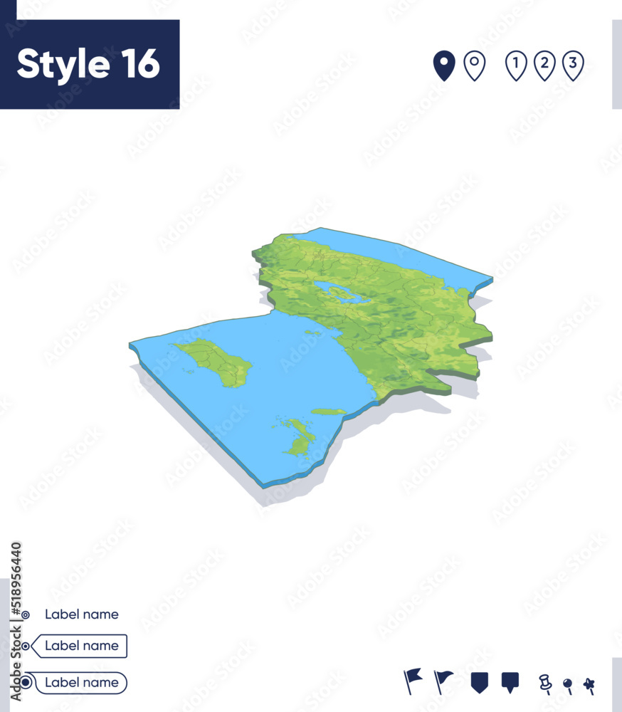 North Sumatra, Indonesia - map with shaded relief, land cover, rivers ...