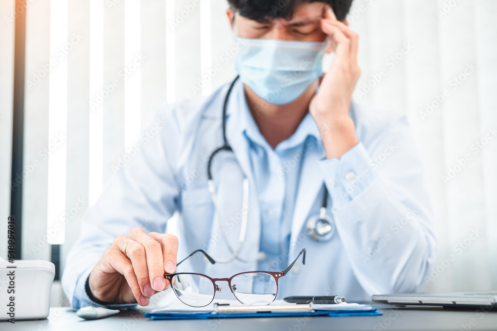 Doctor wear face mask comforting Working care, helping, encourage and ...