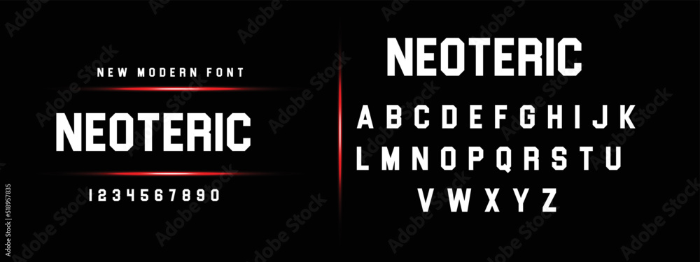 NEOTERIC, Sports minimal tech font letter set. Luxury vector typeface ...